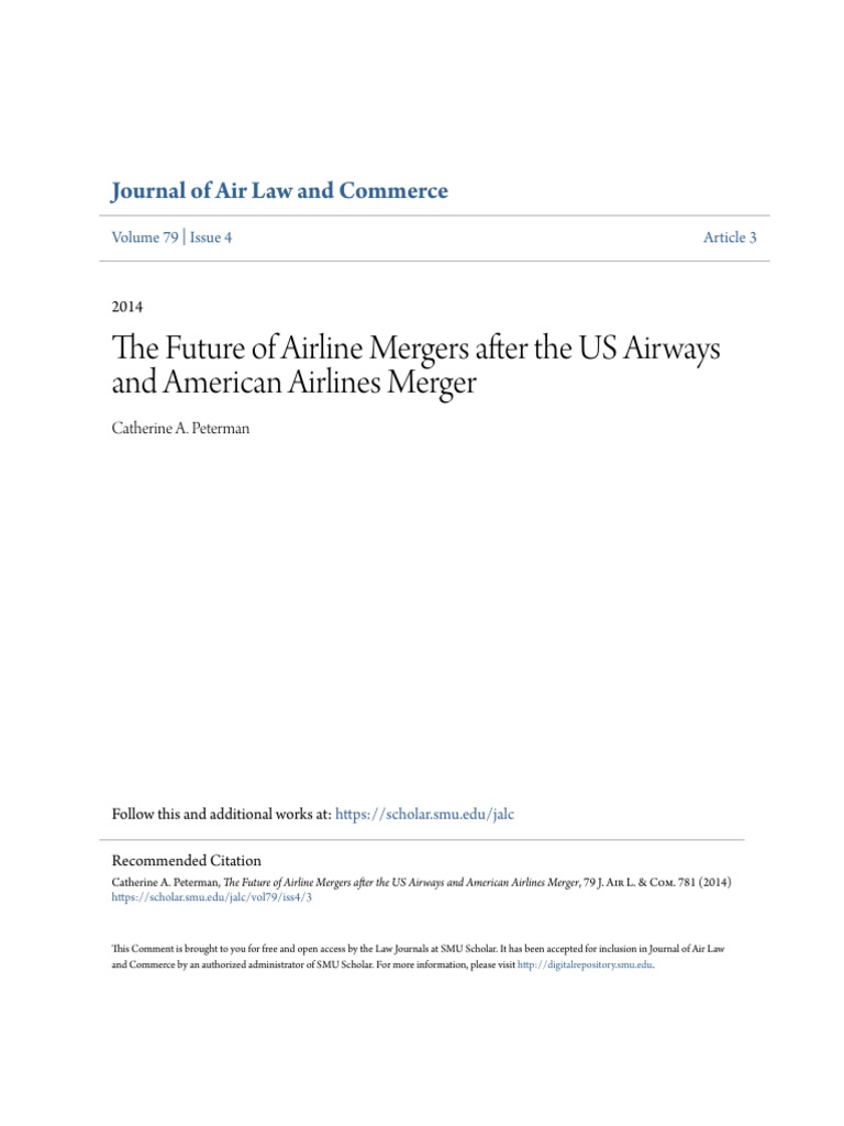 The Future of Airline Mergers After The US Airways and American A | PDF ...
