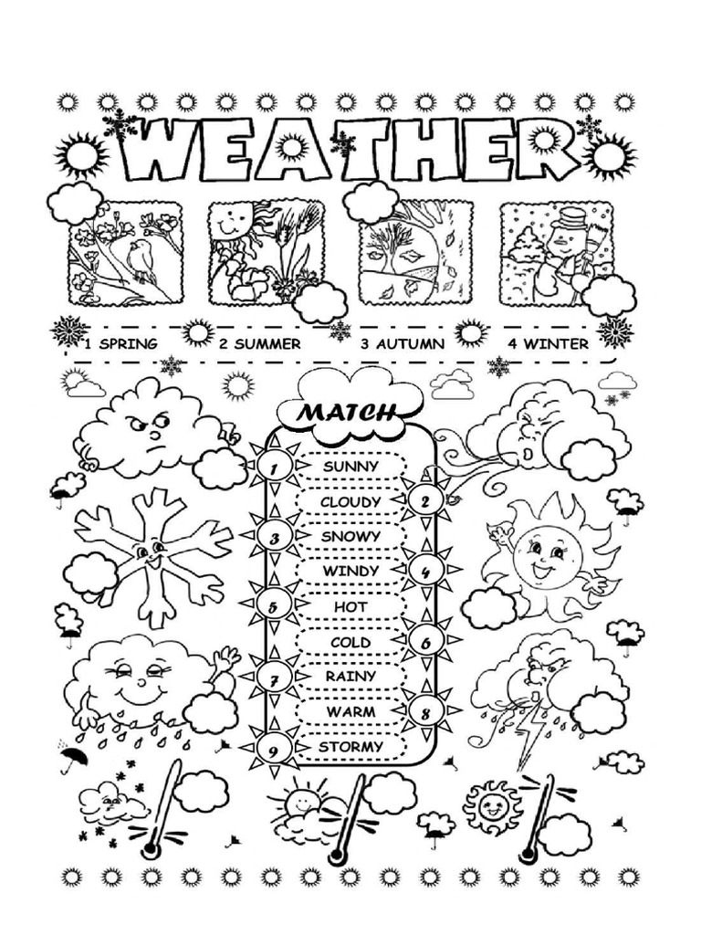 English Worksheet - Weather - Cuaca | PDF