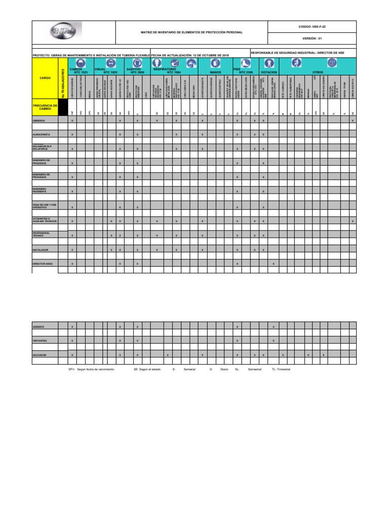 Hse-F-22 Matriz Inventario Epp | PDF