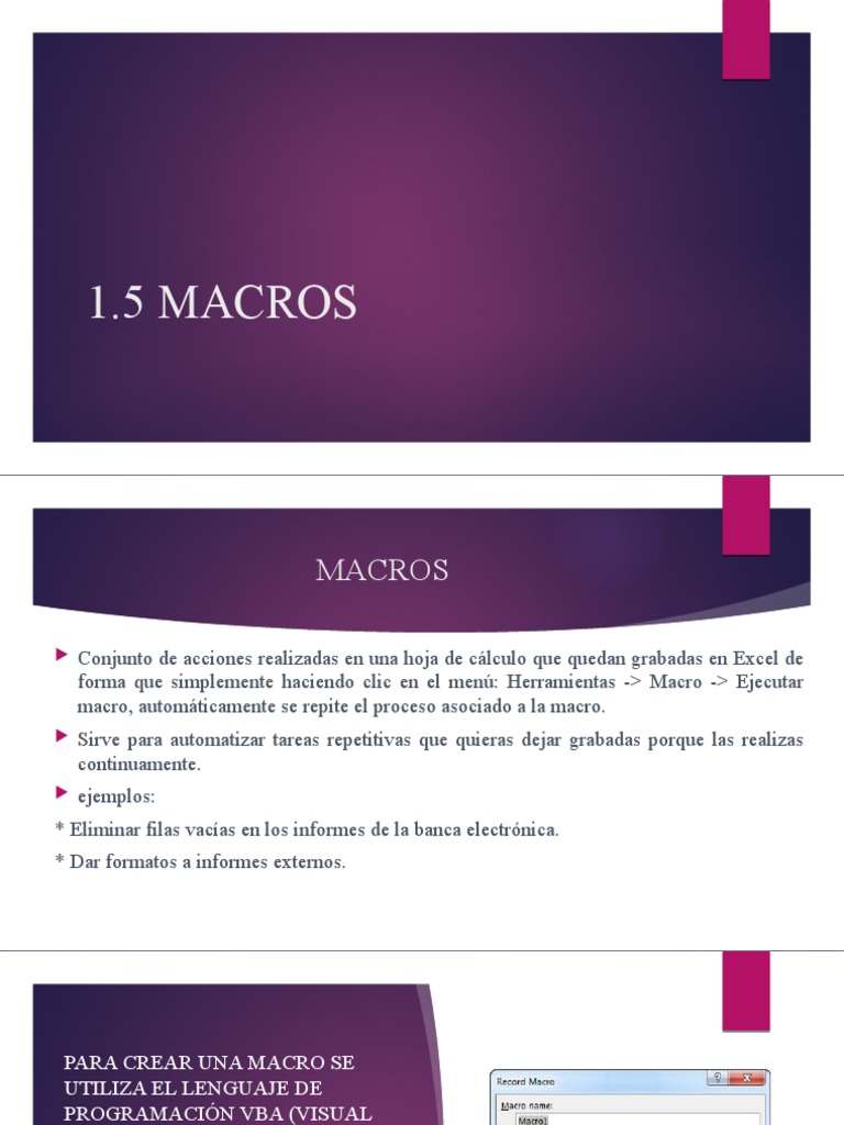 1.5 Macros | PDF | Macro (informática) | Microsoft Excel