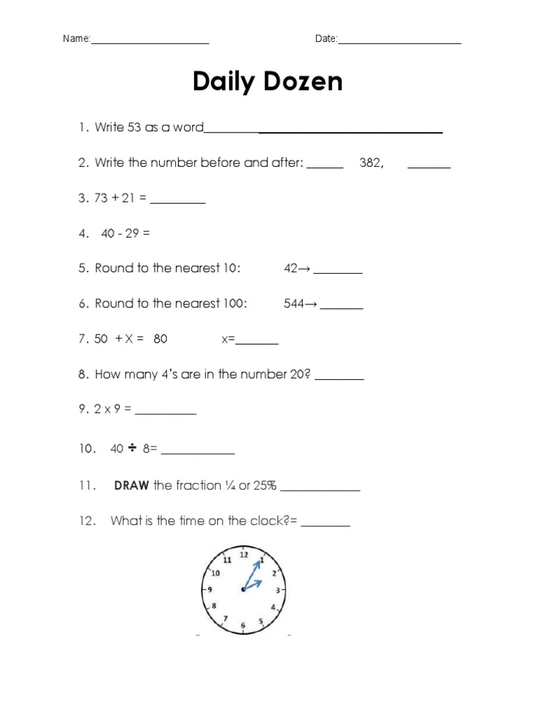Daily Math Practice Worksheet | PDF