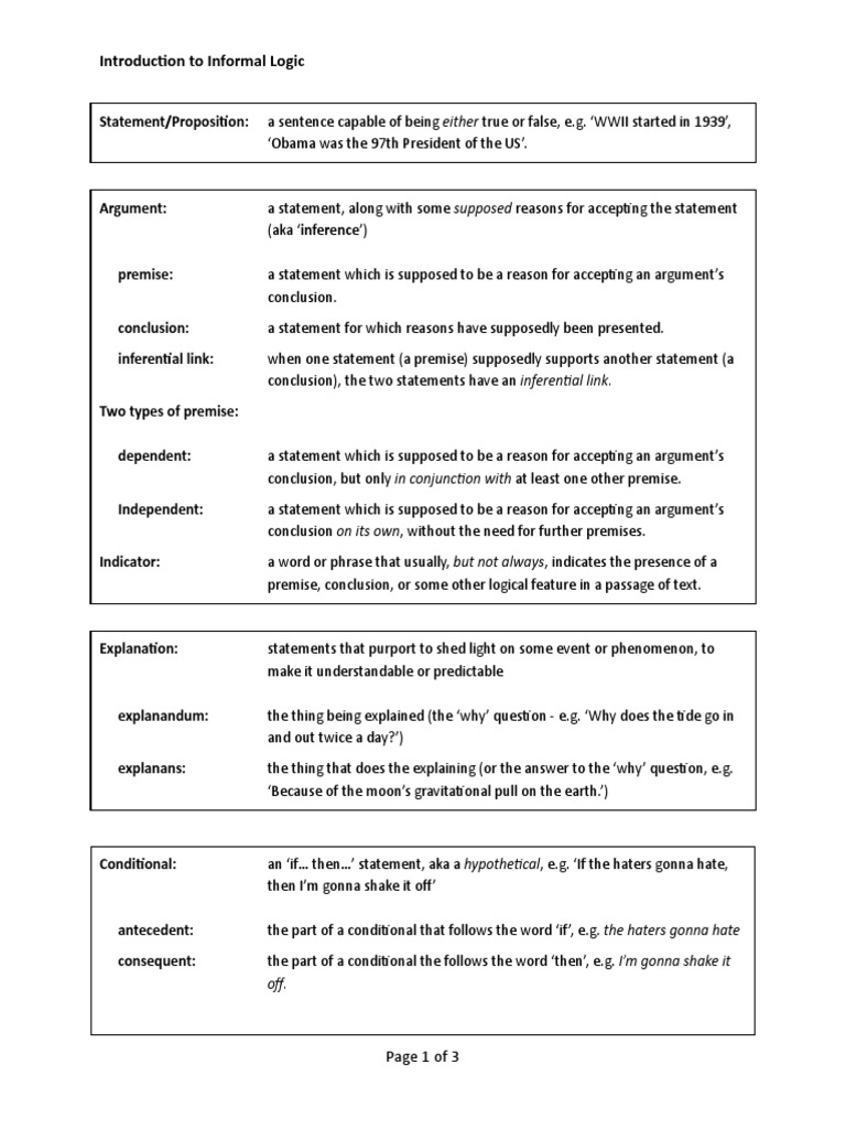 Phil Cheat Sheet | PDF | Logical Consequence | Argument