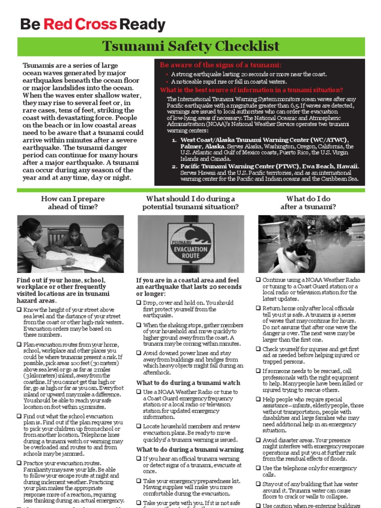 Tsunami Safety Checklist | PDF | Tsunami | Natural Hazards