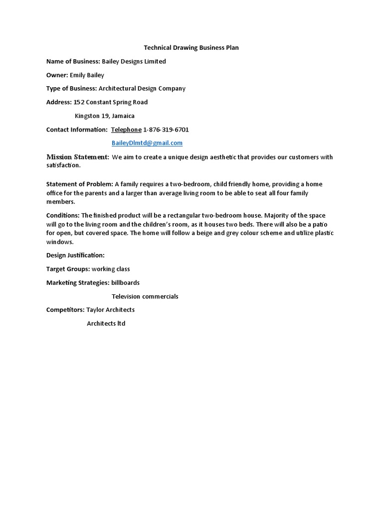Technical Drawing Business Plan | PDF