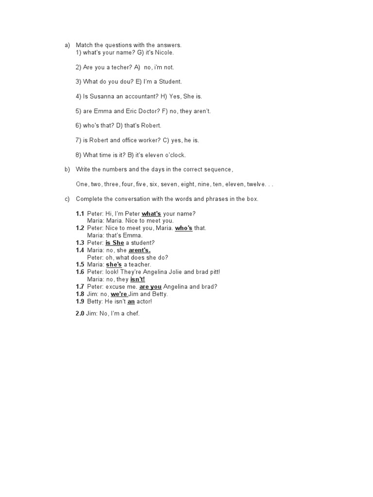 Match The Questions With The Answers | PDF