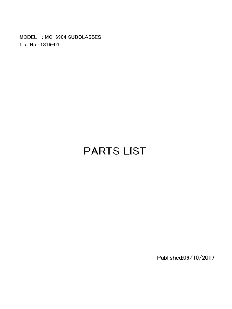 Parts List Overlock | PDF | Sewing Machine | Equipment