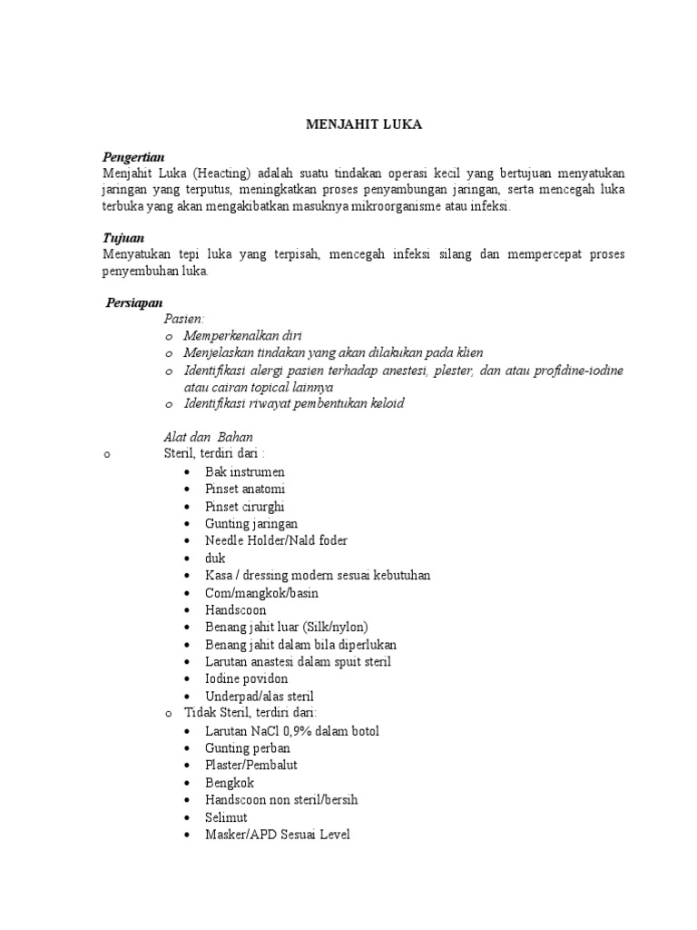 Menjahit Luka Dan Mengangkat Jahitan | PDF