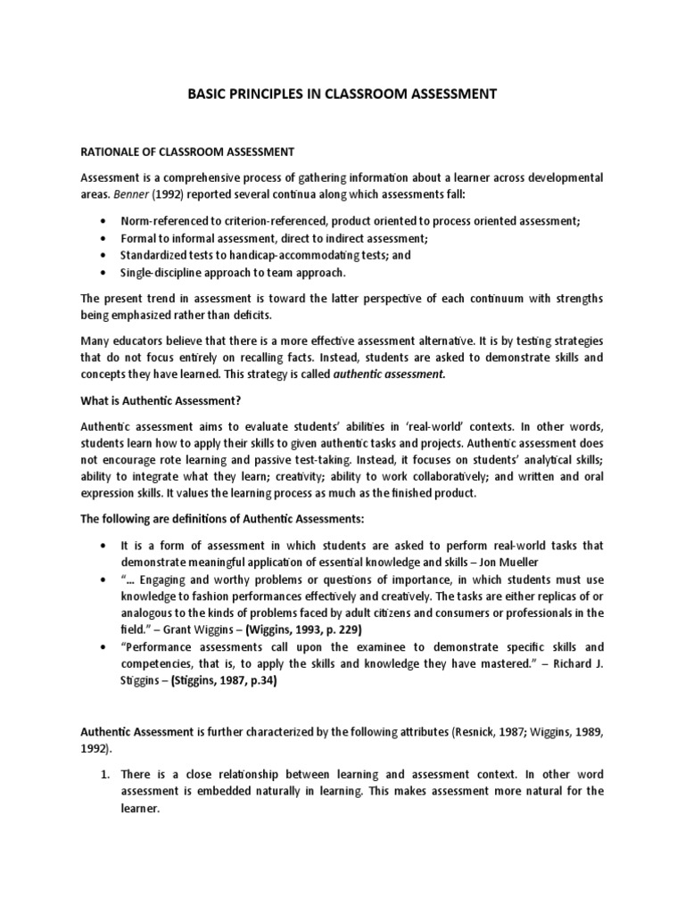 Basic Principles in Classroom Assessment | PDF | Educational Assessment ...