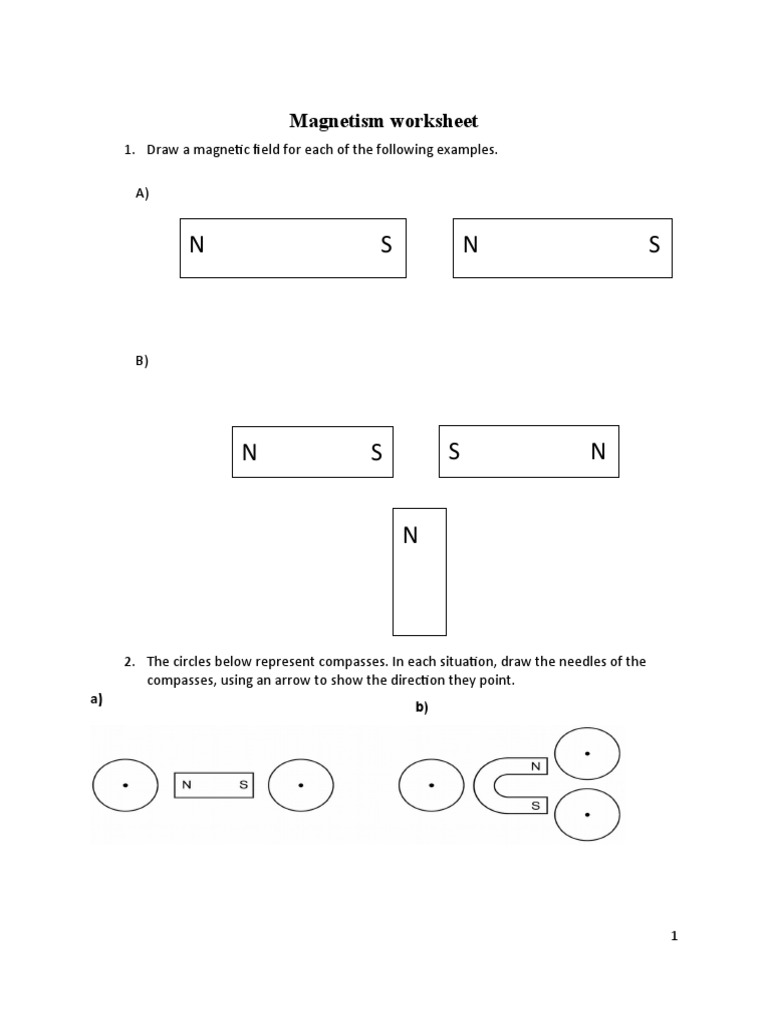 Magnetism Worksheet Activities | PDF | Compass | Magnetic Field