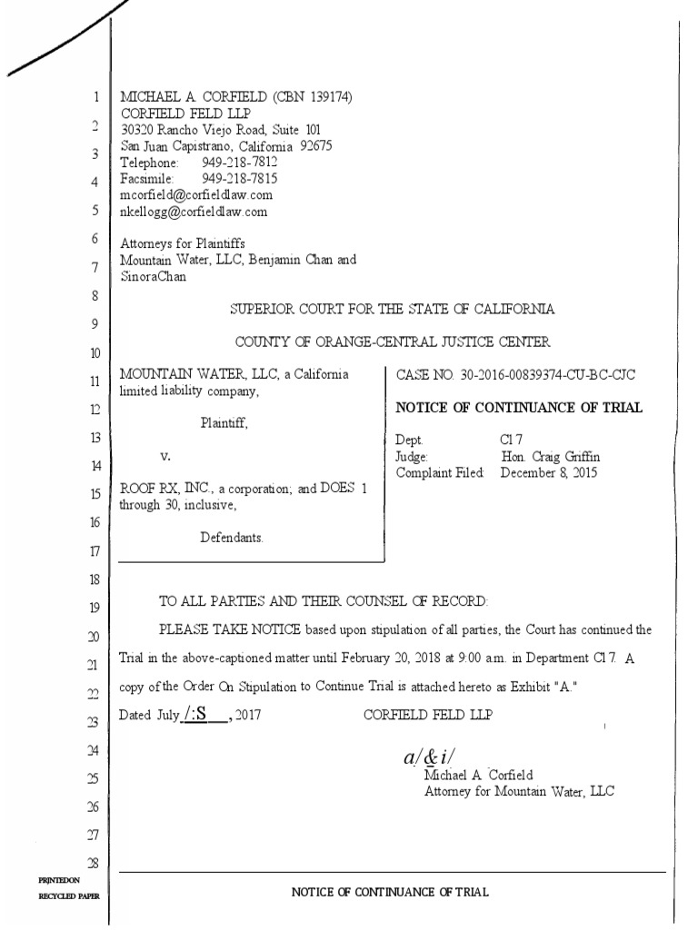Notice of Settlement. | PDF
