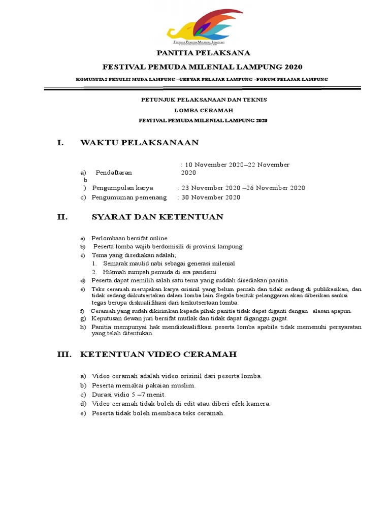 Juklak Juknis Lomba Ceramah | PDF | Bisnis | Seni