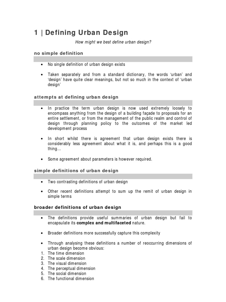 Understanding Urban Design Definitions | PDF | Urban Design | Design