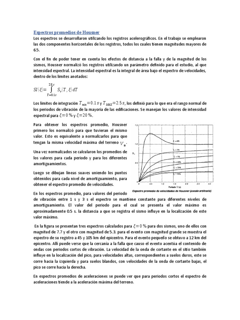 Espectros Promedios de Housner | PDF | Espectro electromagnético ...