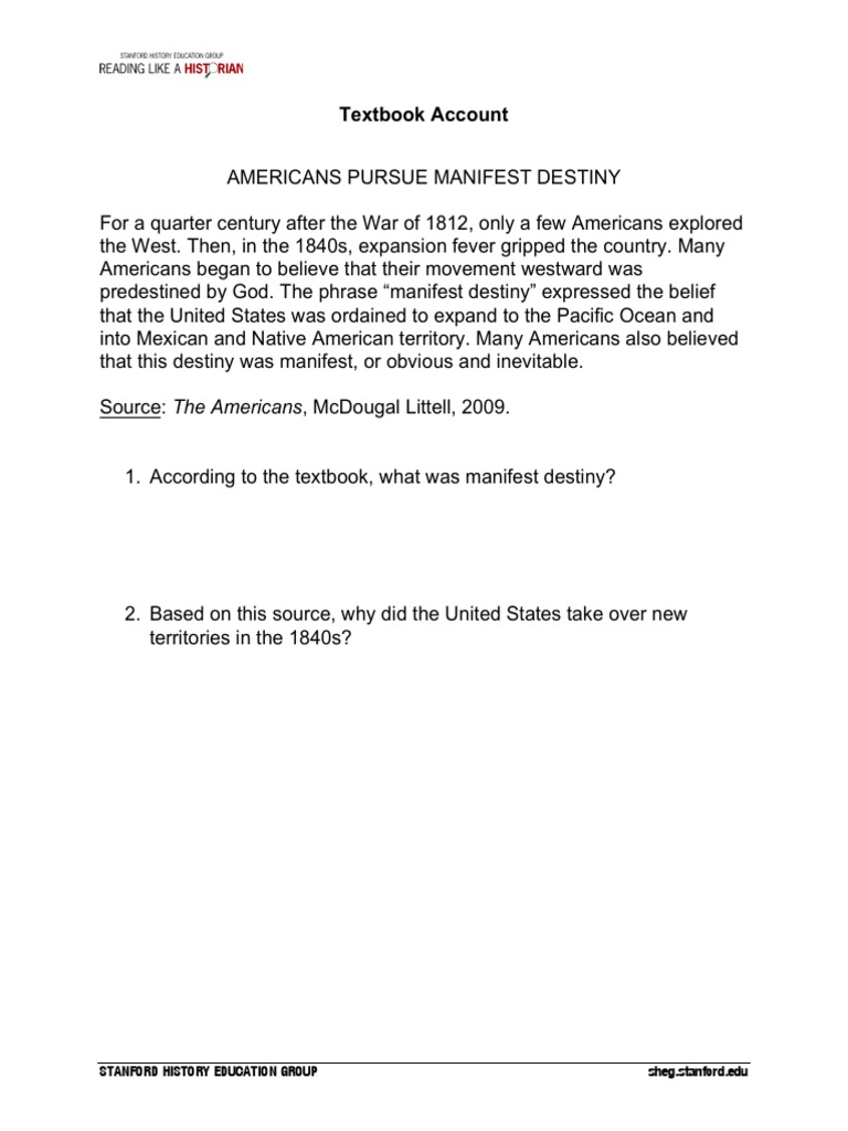 Understanding Manifest Destiny in the 1840s | PDF | The United States ...