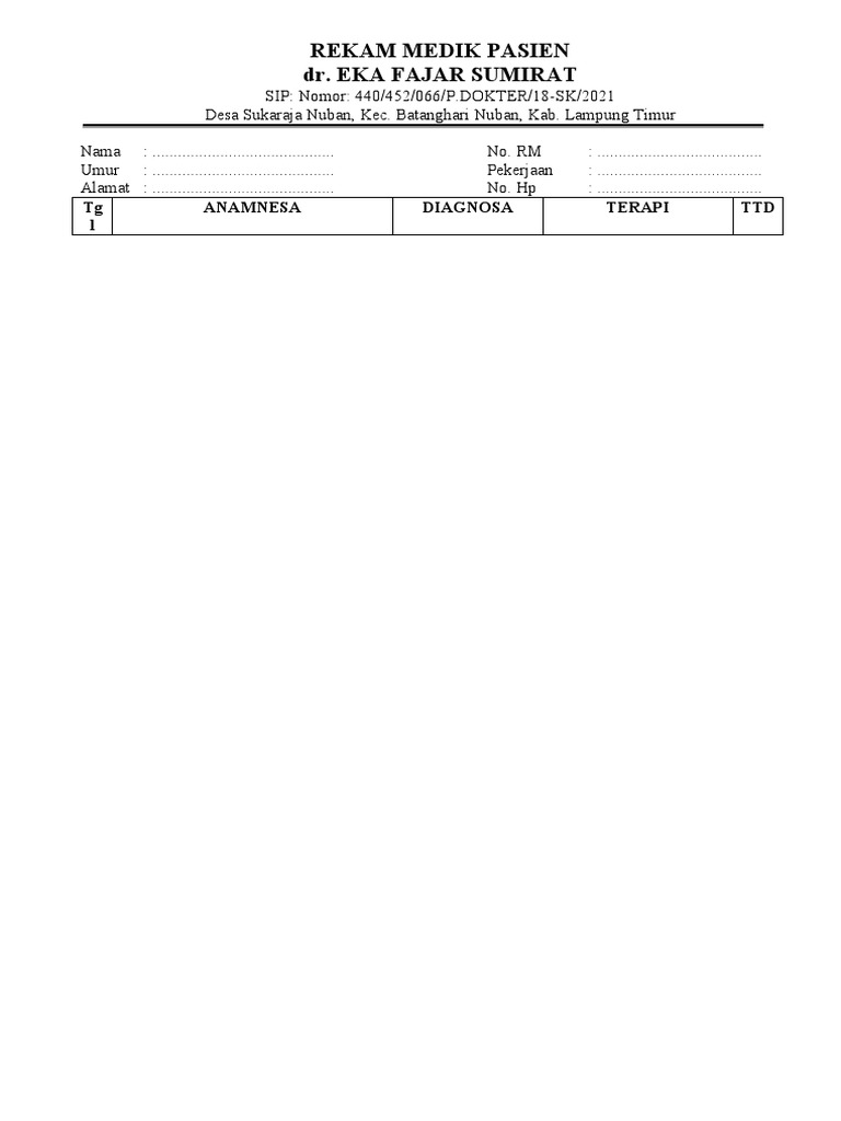 Rekam Medik Pasien | PDF