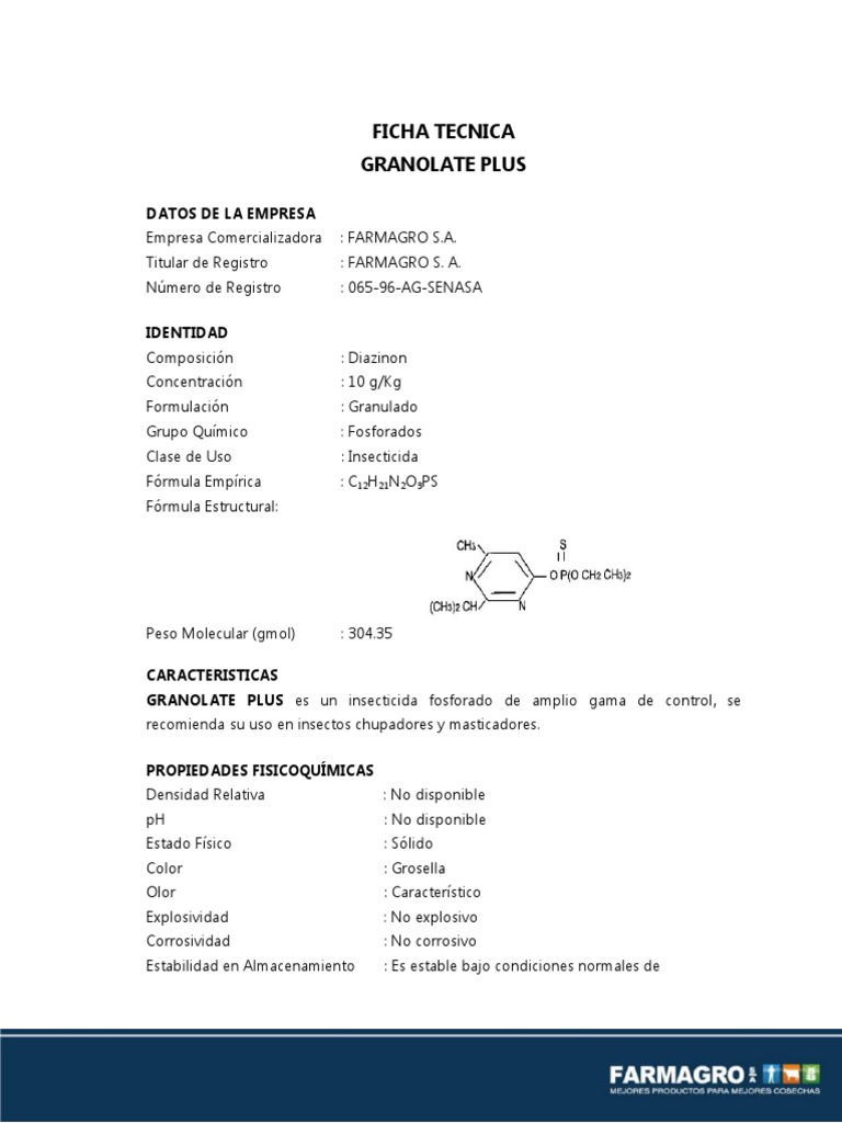 Granolate Plus - Ficha Tecnica - Set 2019 | PDF | Química | Ciencias ...