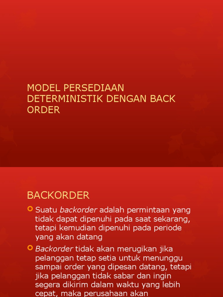 P-3 Model Persediaan Deterministik Dengan Back Order | PDF