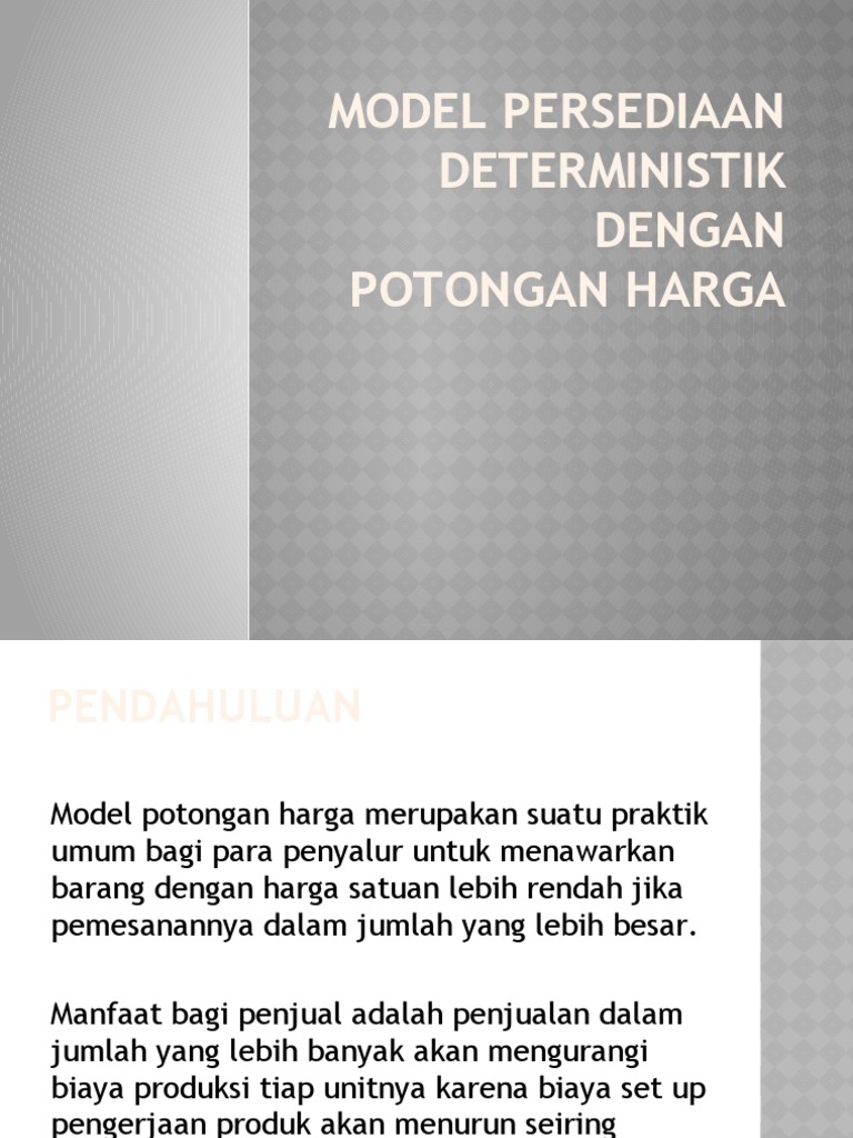 P-4 Model Persediaan Deterministik Dengan Potongan Harga | PDF