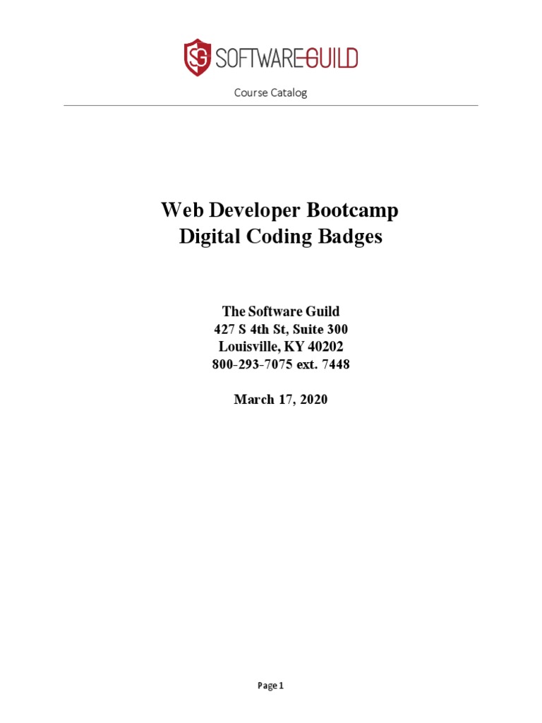 TSG Course Catalog - Badges 3-17-20 | PDF | Ajax (Programming) | Databases