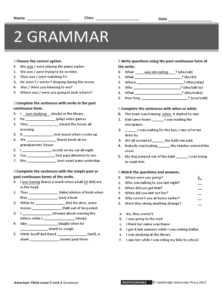 L2 Unit 2 Grammar Pdf