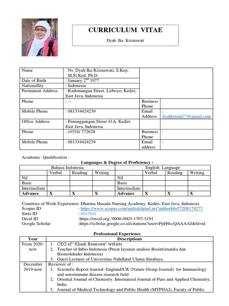 CV Bu Dyah | PDF | Medical School | Medicine