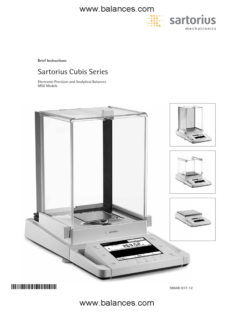 Sartorius Cubis Series: Brief Instructions | PDF | Density | Menu ...
