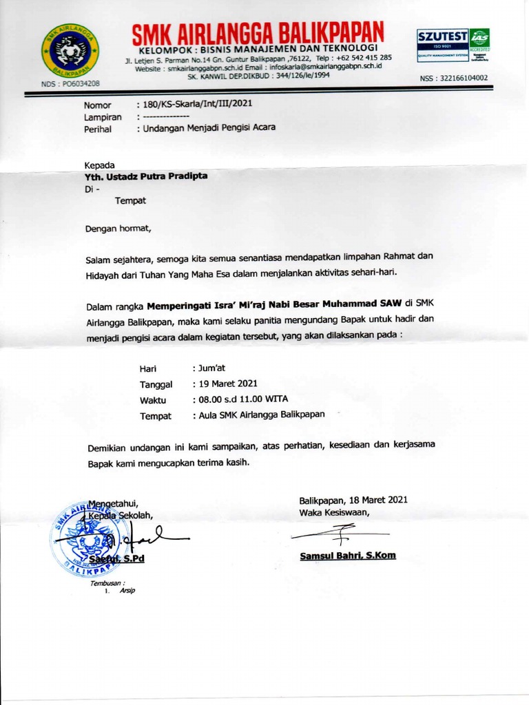 Undangan Pengisi Acara | PDF