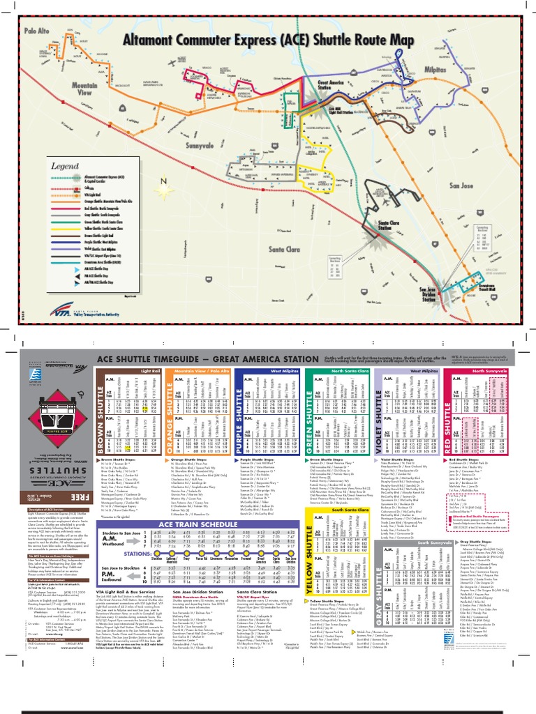 Altamont Commuter Express (ACE) Shuttle Route Map | PDF | Companies Of ...