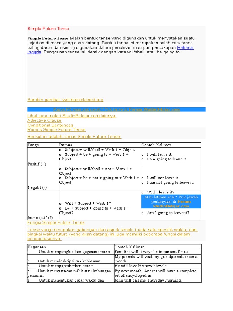 Simple Future Tense | PDF