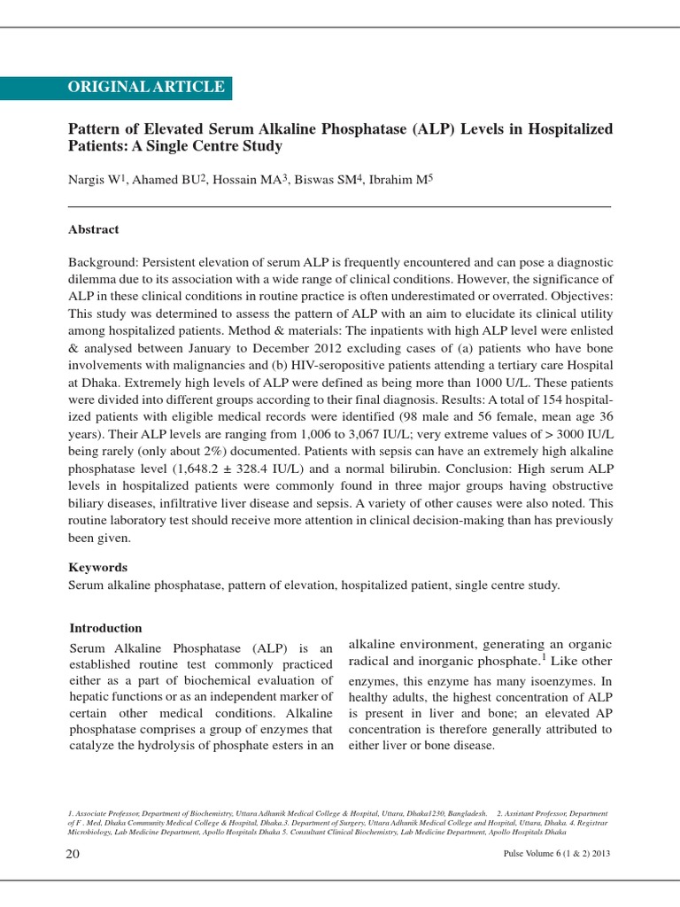 Pattern of Elevated Serum Alkaline Phosphatase (ALP) Levels in ...