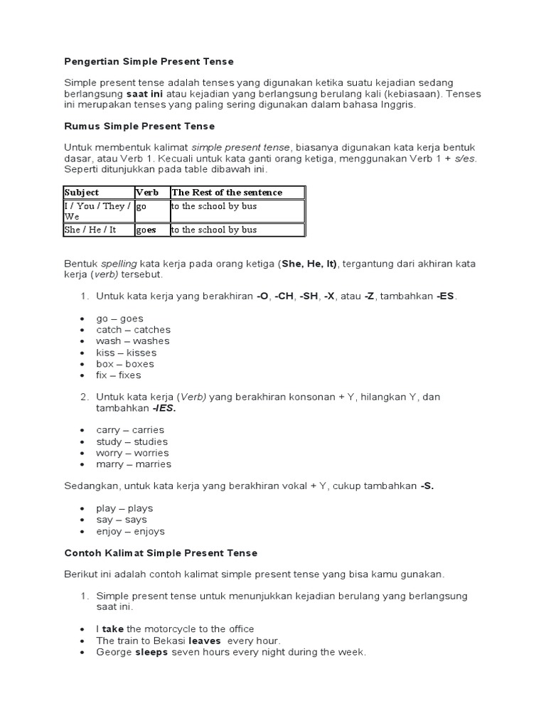 Pengertian Simple Present Tense | PDF | Seni & Disiplin Bahasa | Pengembangan Diri