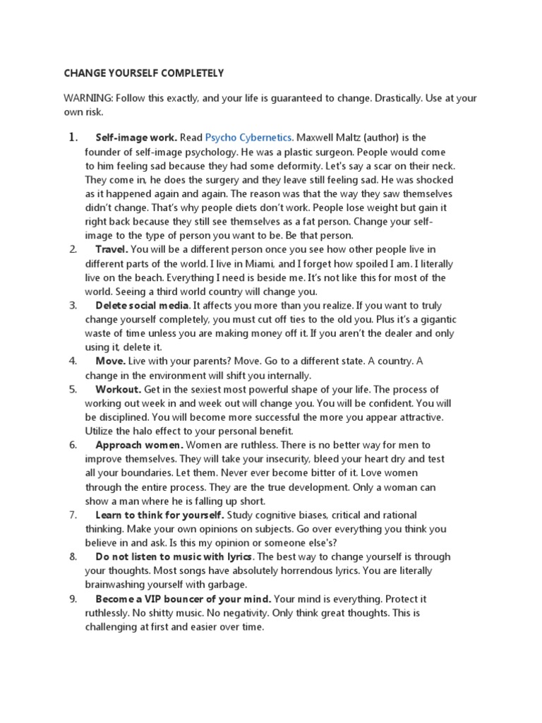 Change Yourself Completely | PDF | Thought | Cognitive Science