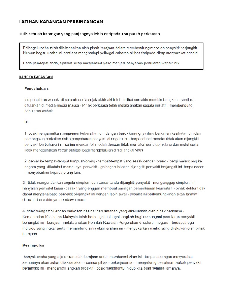 Latihan Karangan Perbincangan M33 | PDF