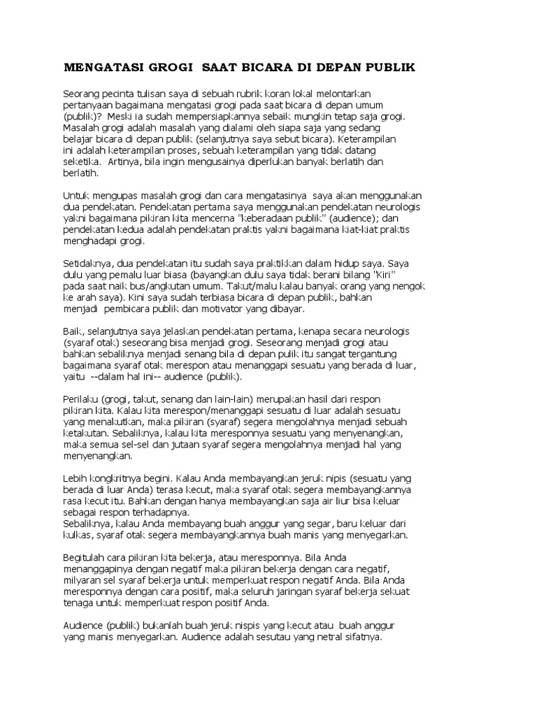 Mengatasi Grogi | PDF