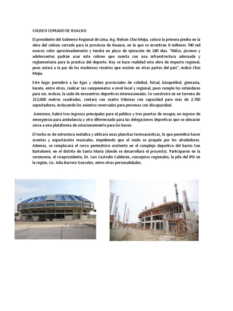 Coliseo Cerrado de Huacho | PDF | Lima | Deportes