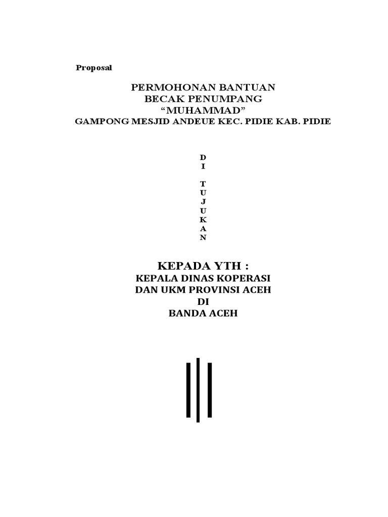Proposal Permohonan Modal Usaha Kios Rosdiana | PDF