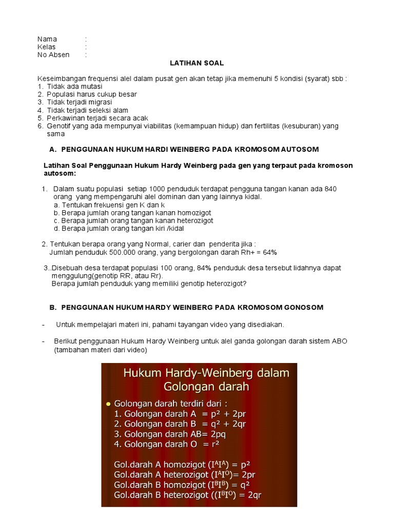 Latihan Soal Hk. Hardy Weinberg | PDF