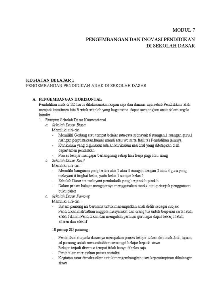 Resume Modul 7 Dan 8 PNDDKN Anak Di SD | PDF