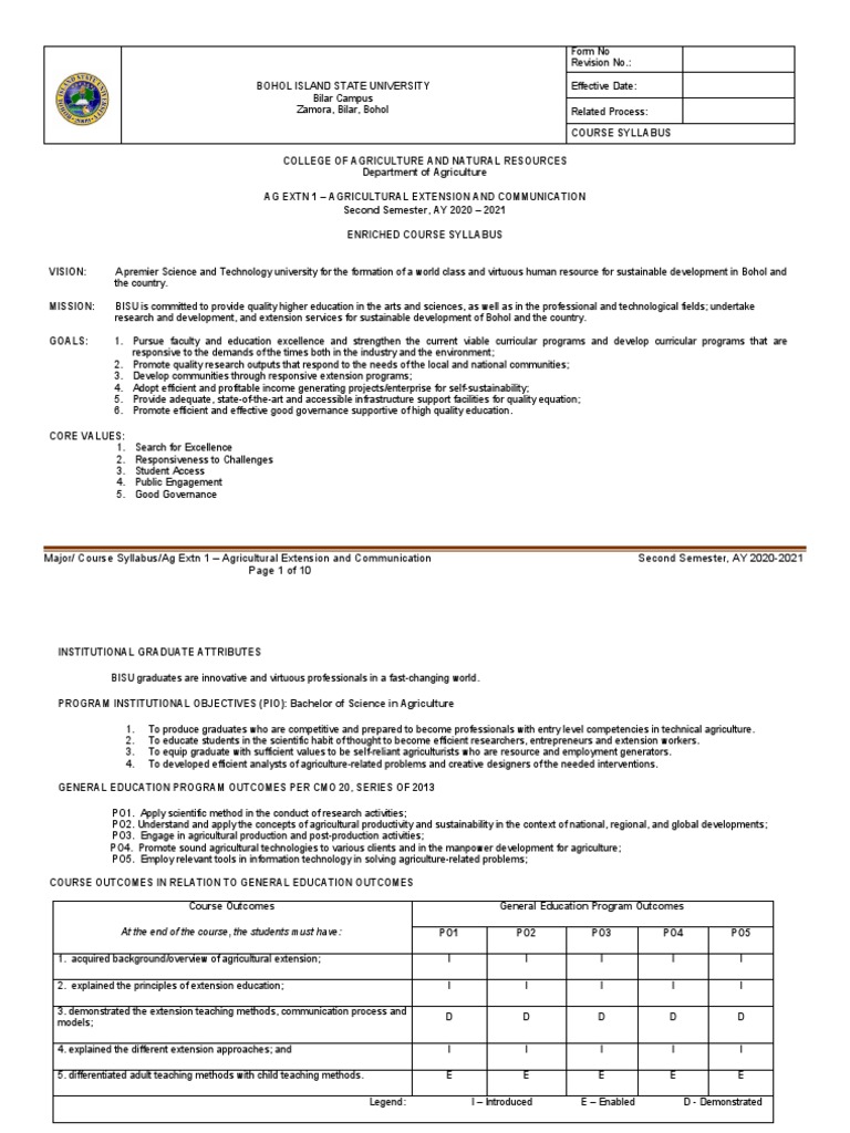 Agricultural Extension Course Syllabus | PDF | Teaching Method | Test ...
