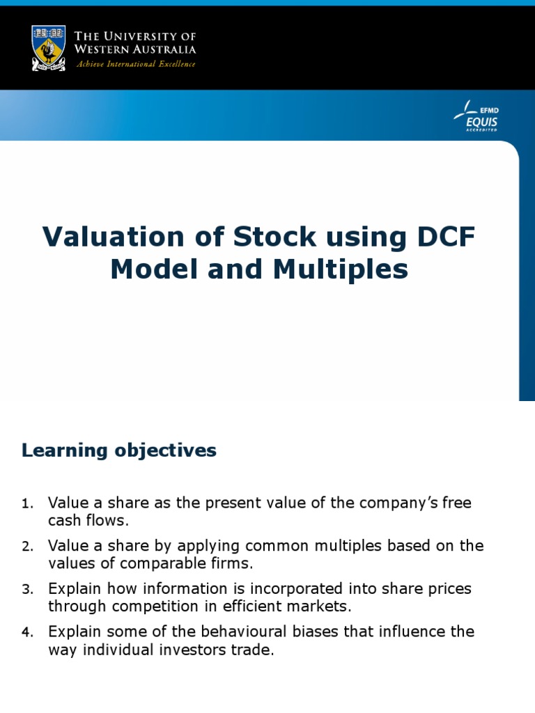 Lecture 7 - Stock Valuation Using Discounted Free Cash Flow and Multiples | PDF | Valuation ...