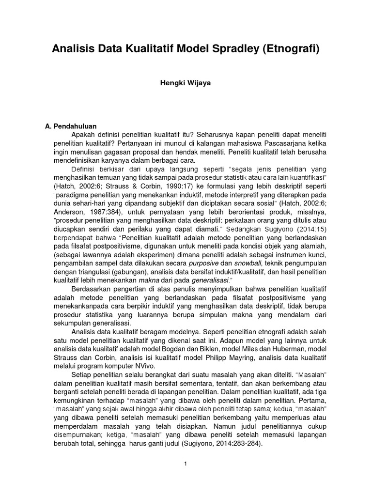 Analisis Data Kualitatif Model Spradley Aa4e183c | PDF