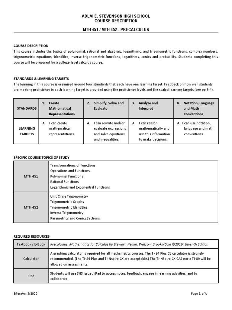 Precalculus, Mathematics For Calculus by Stewart, Redlin, Watson Brooks ...