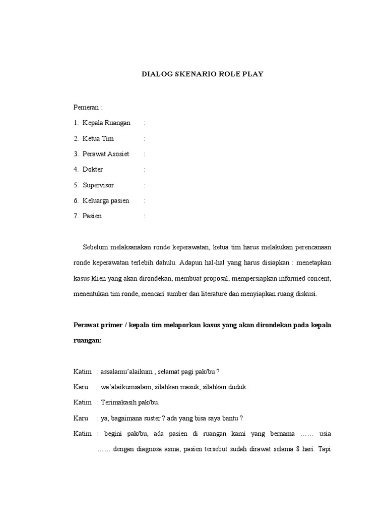 Dialog Skenario Role Play | PDF