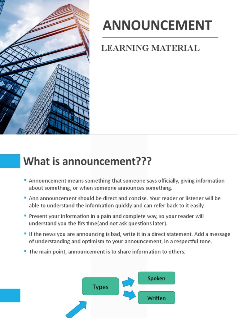 ANNOUNCEMENT - Learning Material | PDF | Teaching | Human Nature