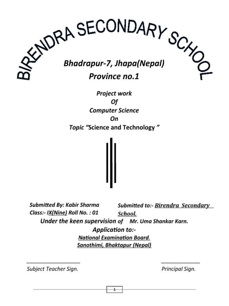 Bhadrapur-7, Jhapa (Nepal) Province No.1: Project Work of Computer ...