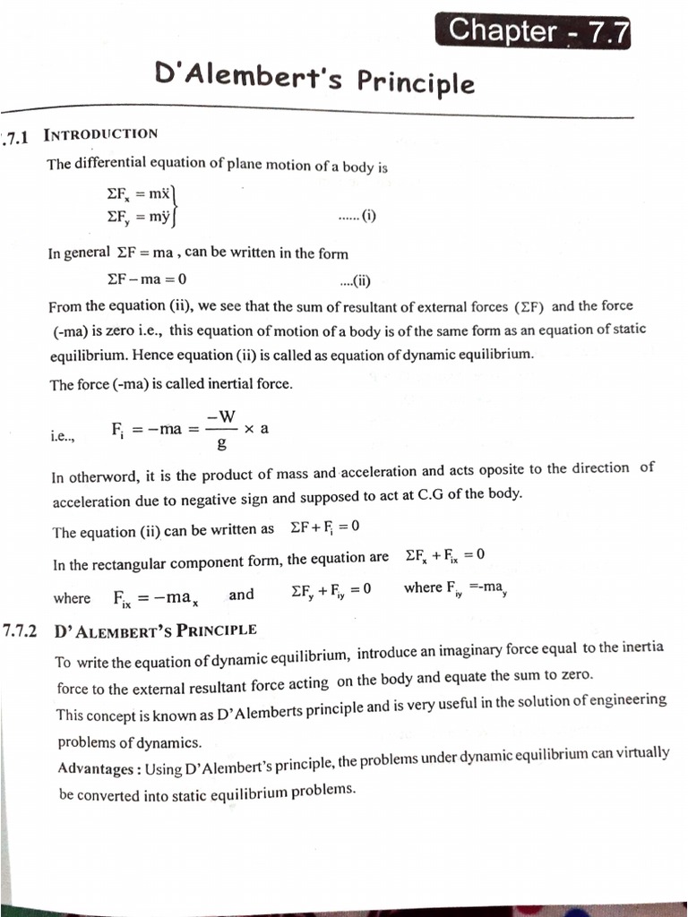 D'Alembert's Principle | PDF