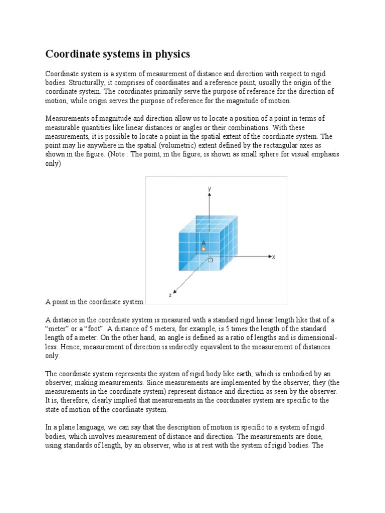Coordinate Systems In Physics Pdf Cartesian Coordinate System Sphere