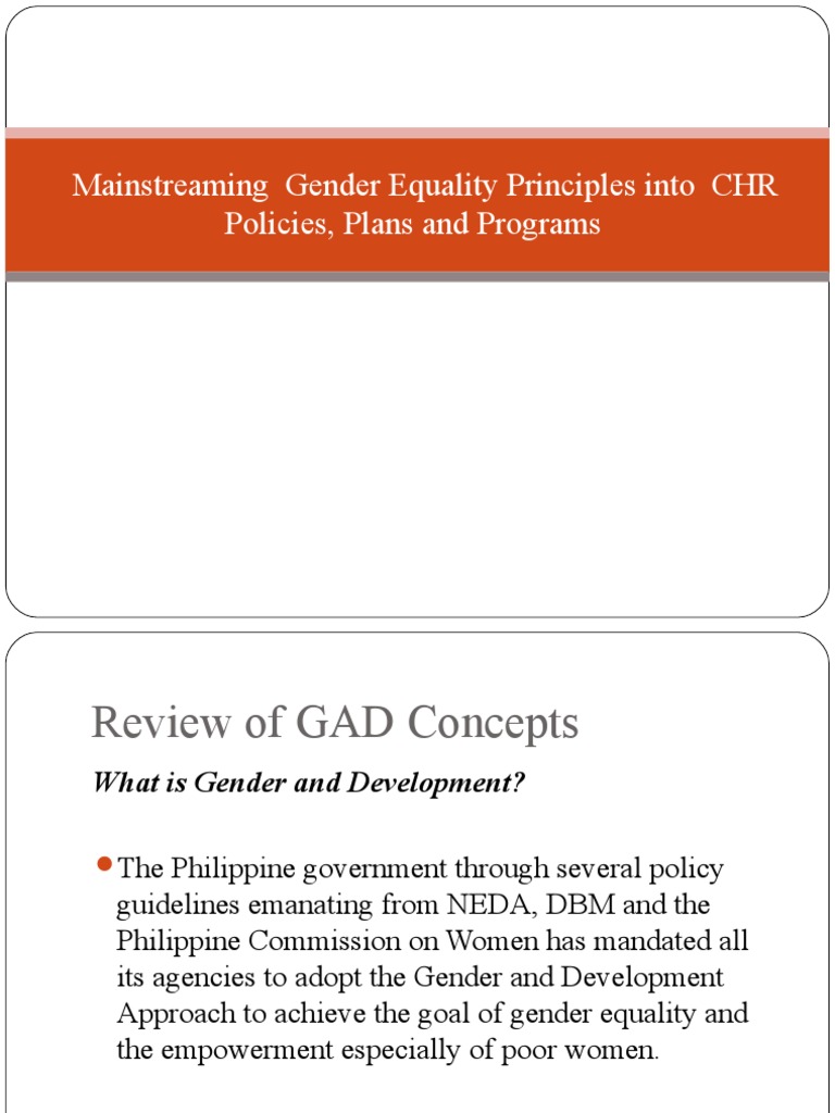 Mainstreaming Gender Equality Principles Into CHR Policies, Plans and ...