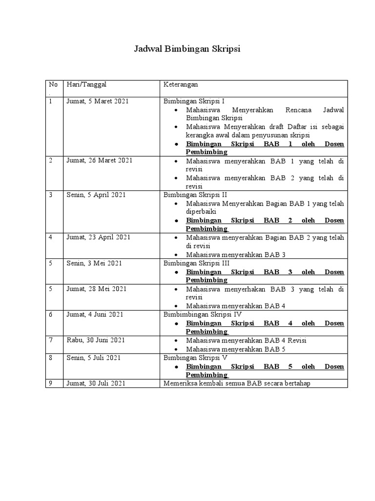 Jadwal Bimbingan Skripsi | PDF