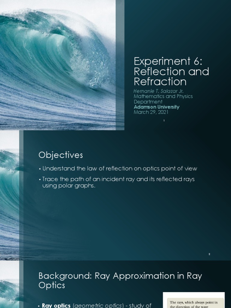 Experiment 6 Reflection and Refraction 2 | PDF | Reflection (Physics ...